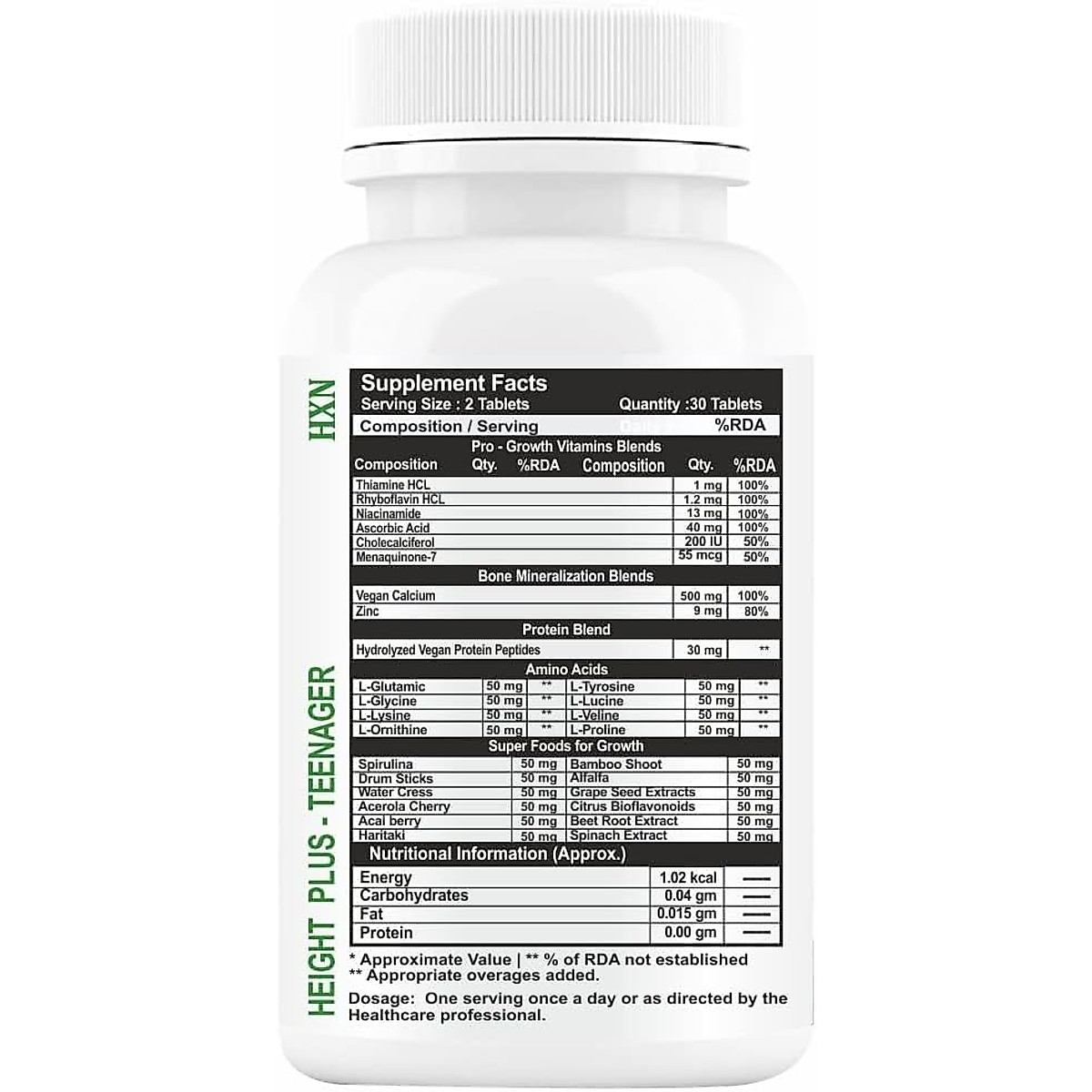 JEVR Height Growth Supplement for Girls with Increase Amino Acids, Ayurvedic Medicine & Herbal Super Foods to Long Bone Mineralization, and Taller Looks- 60 Tablets (10-17 Years, Pack 1)