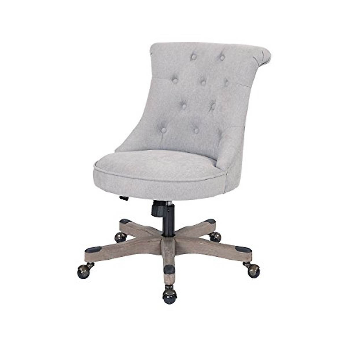 OSP Home Furnishings Hannah Tufted Office Chair with Adjustable Height and Grey Wood Base, Fog Fabric