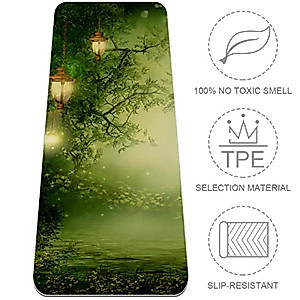 Yoga Mat, Yoga Mats for Home Workout, Workout Mat, Exercise Mats, Pilates Mat, Fairy Tale Green Forest Tree House