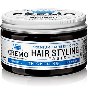 Cremo Mens Hair Paste - Premium Barber Grade Thickening Paste with High Hold and Low Shine, 4 Oz