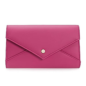 IXEBELLA Classic PU Clutch Purse for Women Dressy Party Clutch for Cocktail/Prom/Wedding (Hot Pink)