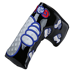 Sword &Shield sports Thumb PU Golf Putter Headcover for Blade Style Golf Club Head Cover with Magnetic Headcovers (Black)