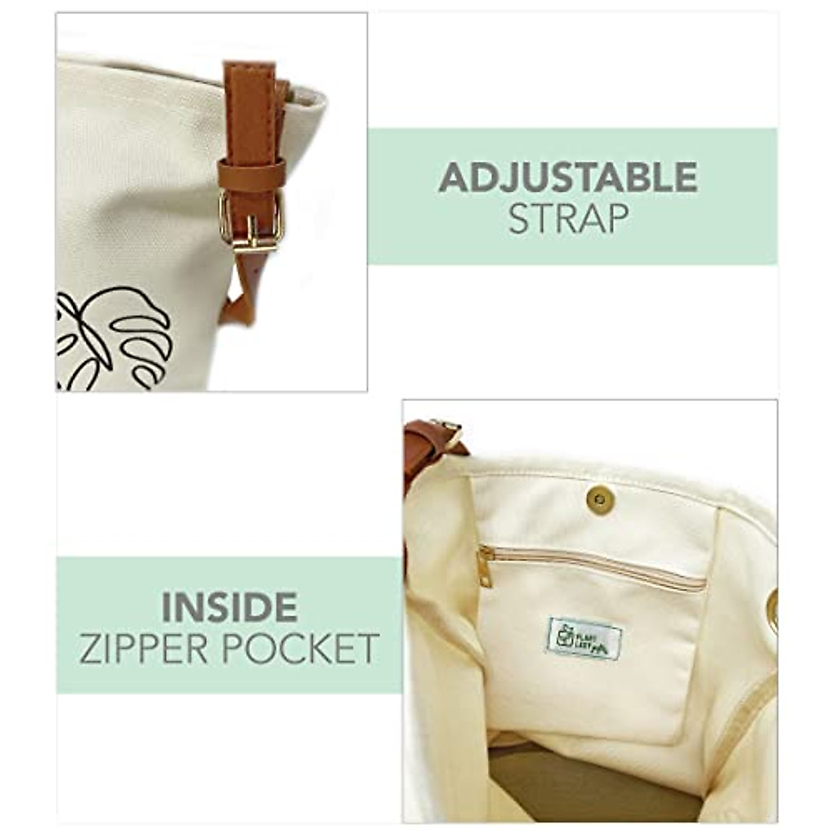 Monstera Canvas Crossbody Tote Bag & Zipper Pouch, Shoulder Tote Bag, Plant Lover Gifts For Women