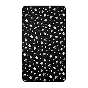Pack and Play Sheets Fitted Boy, Mini Crib Sheets fits 39"x 27"x 5" Graco Playard Playpen, Black Star Print Pack and Play Fitted Sheets for Mini Crib Bedding