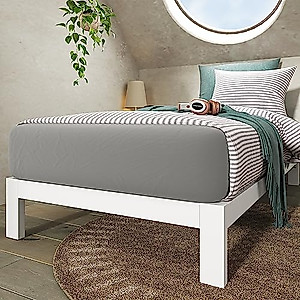 ZINUS Arnav Metal Platform Bed Frame, Wood Slat Support, No Box Spring Needed, Easy Assembly, White, Twin