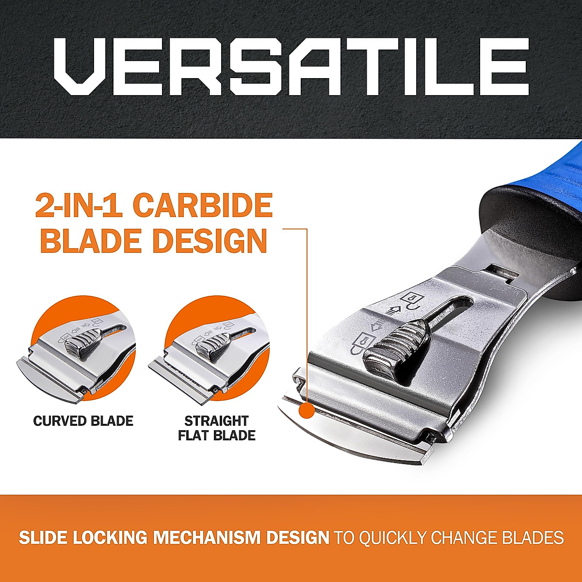 Poplock 12 Piece Super Tungsten Carbide Gasket Scraper Set, Mechanic Tool Set Automotive, Carbide Scraper Blade, 5 PC Each Metal, Plastic Razor Blade Scraper Tool, Scrapper Quick Locking Blade Change