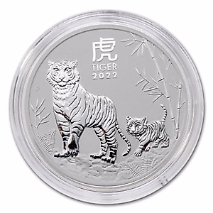 2022 P 1 oz Silver Australian Lunar Year of the Tiger Coin Brilliant Uncirculated (in Capsule) with a Certificate of Authenticity $1 Seller BU