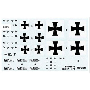Fokker F.I German Fighter Aircraft WWI 1/72 Scale Plastic Model Kit Roden 017