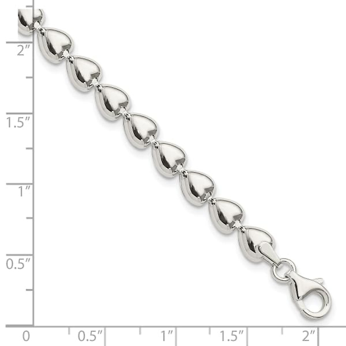 IceCarats 925 Sterling Silver Heart Love Chain Charm Bracelet
