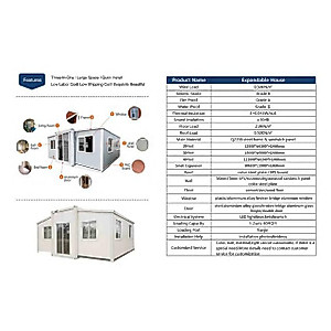 Tiny Expandable Prefab House to Live in 1 Bathroom, 3 Rooms & 1 Kitchen- Foldable House, Container Home, Portable House, Tiny House for Small Family, Modular Guest House – 19 x 20 FT (3 Bedrooms)