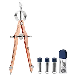 Mr. Pen Professional Geometry Compass - Rose Gold, Metal with Lock, Drawing & Drafting Compass - Extra Leads Included