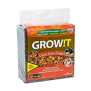 GROW!T JSCC2 - Organic Coco Coir Planting Chips (9 LBs), Block - Promotes Growth tropical flowers and plants, Perfect for indoor or outdoor usage