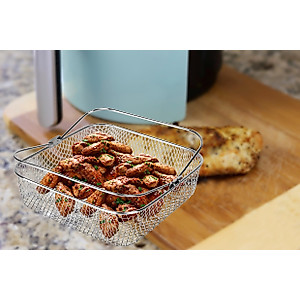 Air fryer Basket 8.19inch Square Air Fryer Basket Compatible for Instant Vortex Air Fryer,Air Fryer Accessories Compatible for COSORI,Mesh Basket for Air Fryer