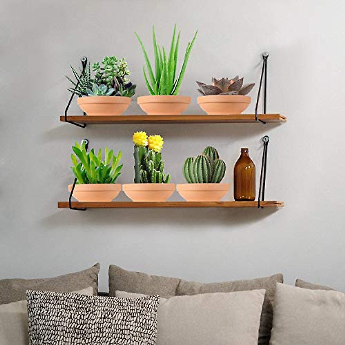 Terra Cotta Pots, Laergin 6.43 Inch Shallow Terra Cotta Clay Pots with Drain Hole Terra Cotta Plant Pot with Drainage Hole, Ceramic Plant Pots for Indoor/Outdoor Plants(6 Pack)