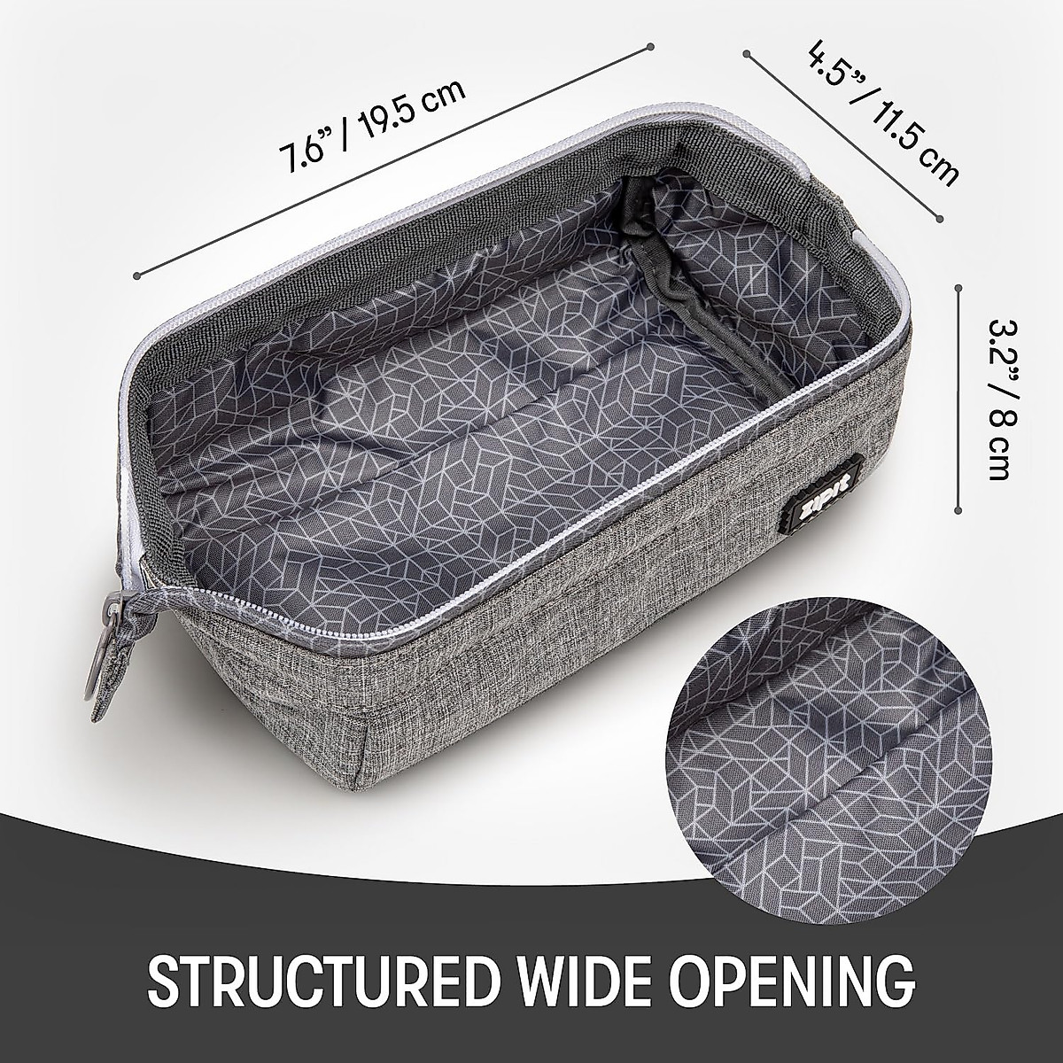 ZIPIT Lenny Pencil Case | Large Capacity Pencil Pouch | Pencil Bag for School, College and Office (Grey)