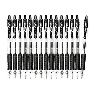 Vitoler Pens Fine Point Black Ink Office Pens Retractable Gel Ink Rollerball Pens with Premium Ink & Comfort Grip (0.7mm) (15-PACK)