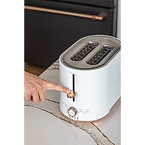 Café Express Finish 2-Slice Toaster | Extra-Wide Slots, Extra Lift for Waffles, Pastries, Texas Toast & More | 4 Pre-Set Functions, 8 Shade Options | Countertop Kitchen Essentials | Matte White