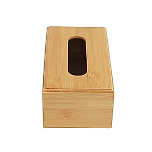 Bamboo Tissue Box Cover Rectangular Facial Tissue Holder for Office Home 9.1 x 3.1 x 4.7 inch