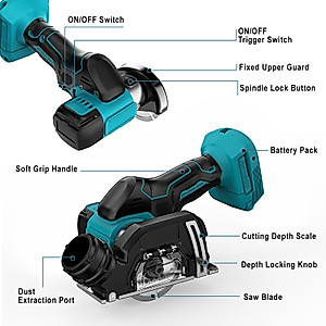 Labfintom 3 Inch Cut Off Tool for 18V Battery, Tile Cutter 19500RPM, 3 Saw 3” Blades for Metal, Wood, Tile and Plastic, Removable Dust Cover, Tools Only