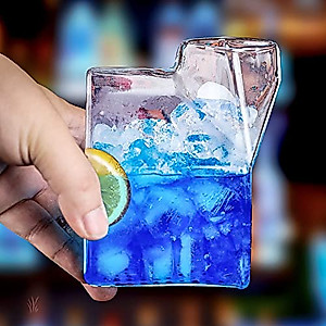 SuproBarware Cocktail Glasses 12oz 360ml Set of 2 Lead-Free Martini Glasses Whiskey Glasses Creative Milk Box Shape Glasses for Cocktail CGMK-2 (Set of 2)