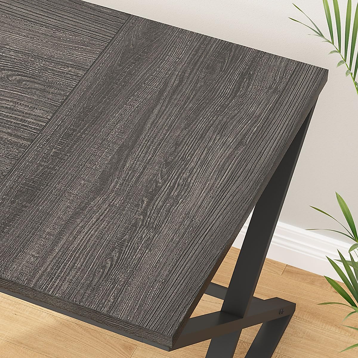 IBF 70.8” Long Computer Desk, Industrial Large Home Office Desk for Writing Study, Rustic Gaming Executive Work Desk for 2 Person, Wood Metal Pc Workstation Computer Table for Living Room, Dark Gray