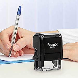 Promot Self Inking 1 Line Custom Stamp - Personalized Name Stamp for Office, Teacher, Address & Business Label Stamp - Choose Font, Ink Color, Pad, Self Inking for Personal & Professional Use - Small