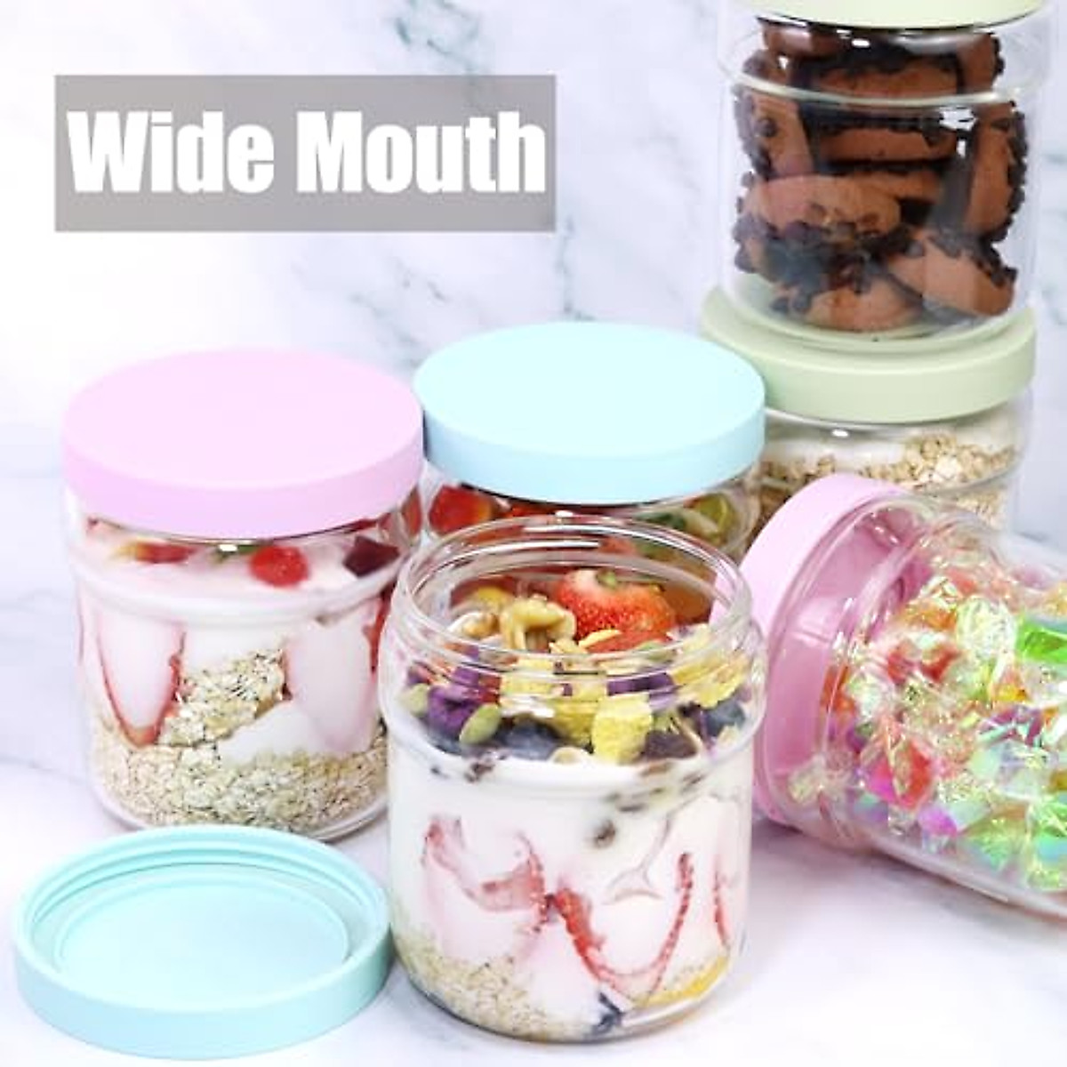 wemburly 6Pack Meal Prep Containers Reusable Glass 2Cup Overnight Oats Containers With Lids Glass Containers16OZ Borosilicate Glass Jars Diswasher Safe