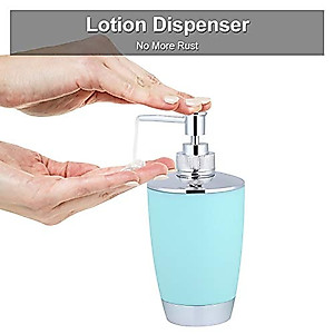 Ejoyous Bathroom Accessories Set 6 Piece Bath Accessory Bathroom Supplies Set with Bin Soap Holder Dish Dispenser Tumbler Toothbrush Holder, Mint Green