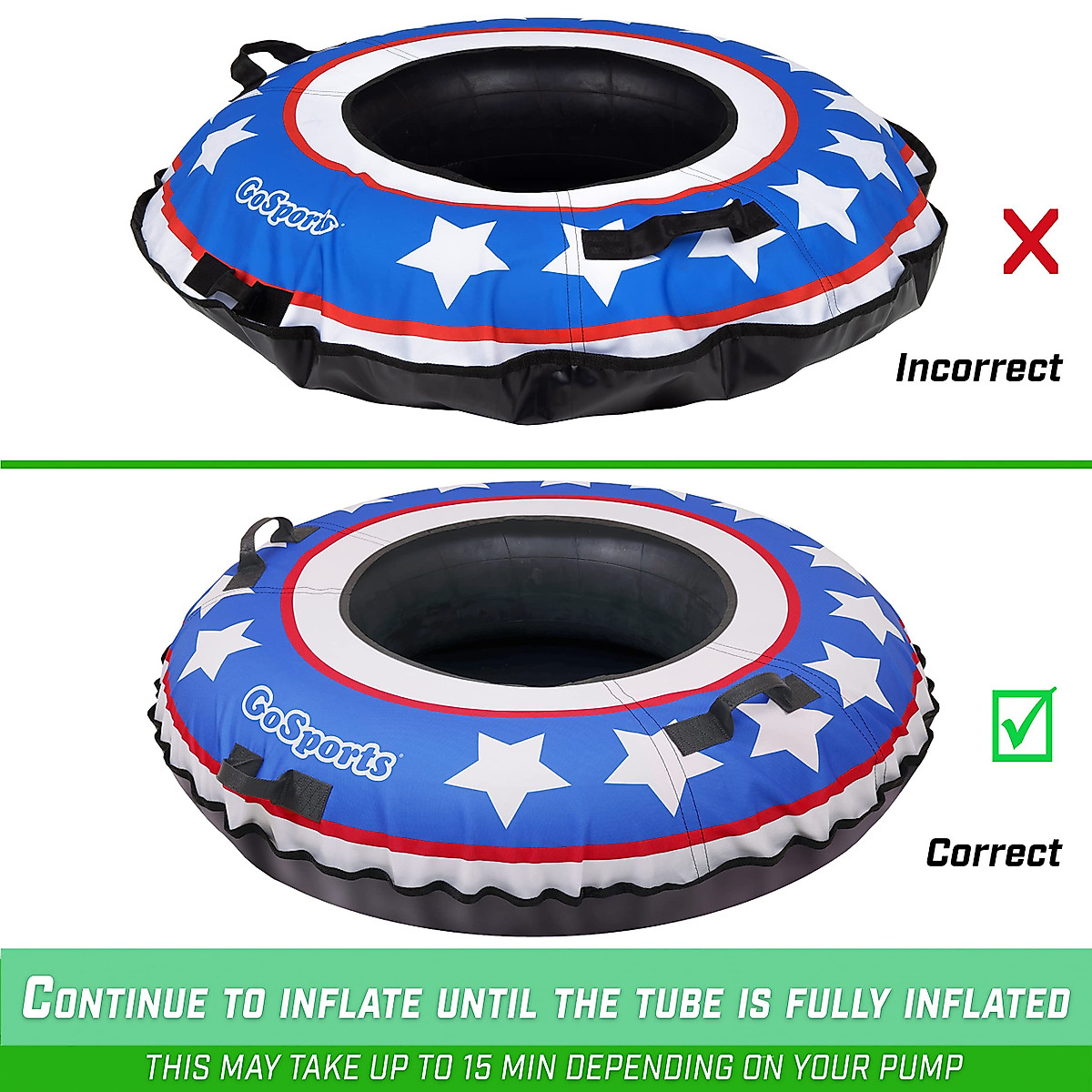 GoSports 44 in Heavy-Duty Winter Snow Tube with Premium Canvas Cover - Commercial Grade Sled - Choose Your Style