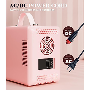 BOGDA 4L Mini Skincare Fridge with Dimmable LED Light Mirror, Cooler and Warmer Temperature Control Digital Display, Portable Cosmetic Refrigerator for Makeup, Skin Care, Bedroom Office Car, Pink