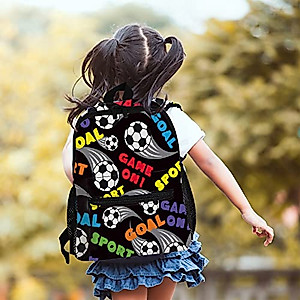 Football Soccer Black Backpack Toddler Girls Boys Preschool School Bag Travel Daypack for Primary Children Students Kids