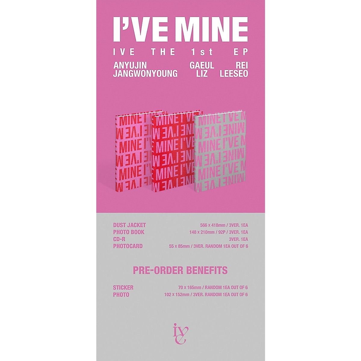 IVE Album - I'VE MINE I'VE MINE The 1st EP Full Album Set (4 ver. set)+Pre Order Benefits+BolsVos Exclusive K-POP Inspired Digital Planner, Sticker Pack for Social Media