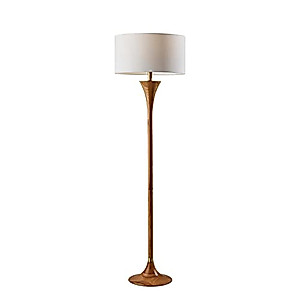 Adesso 1601-12 Rebecca Floor Lamp Natural Rubberwood with Antique Brass Accent