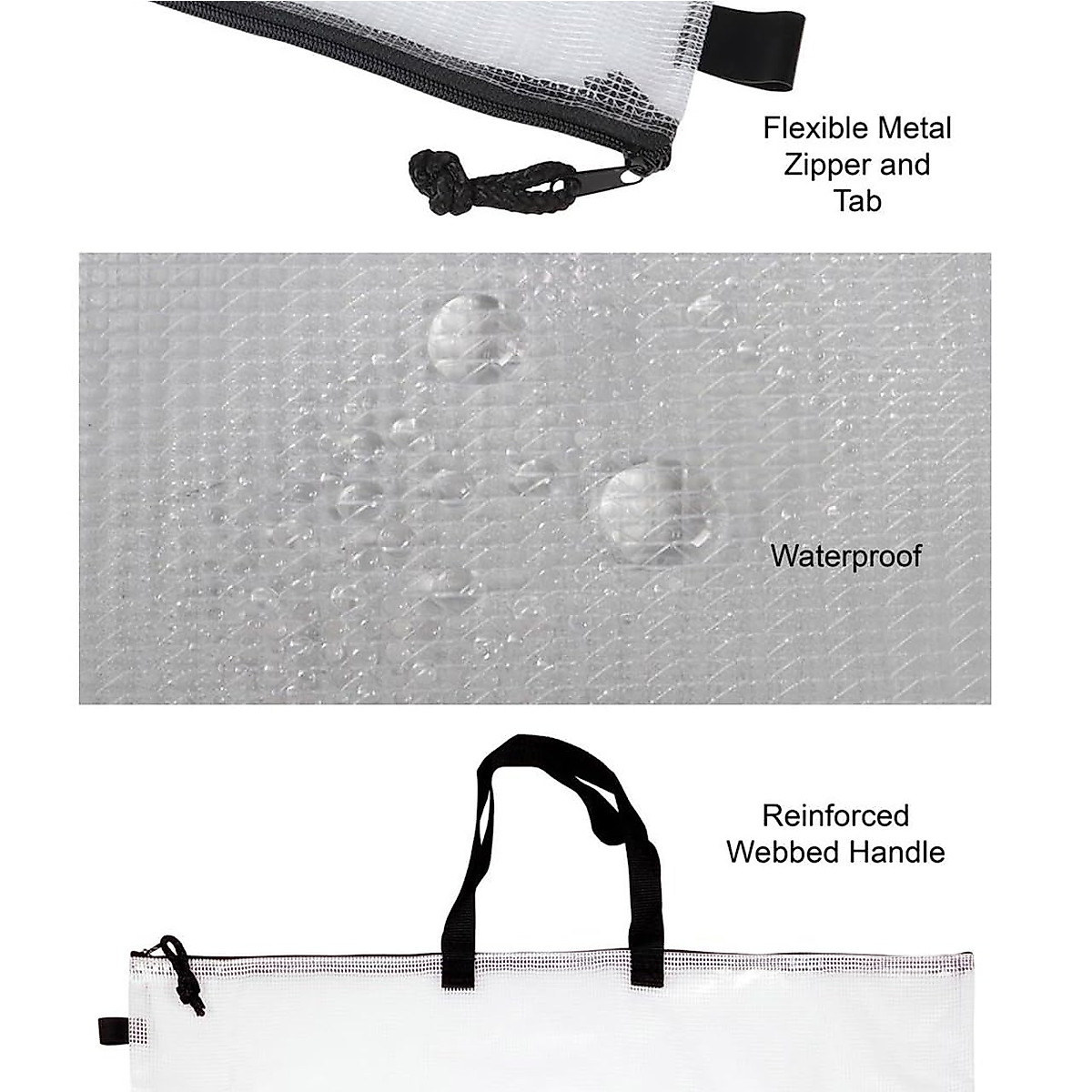 Pro Art Mesh Vinyl Zipper Bag, 15-inch x 18-inch Handle, Translucent