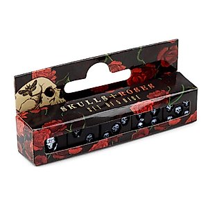 Puckator SK200, Set of 5 Six-Sided Die with Inlaid Skulls,Black,1.5 x 1.5 x 1.5 cm