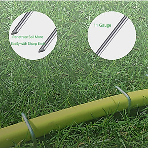 6 Inches Garden Stakes Metal Landscape Staples 16 Packs 11 Gauge Stakes Galvanized Steel Lawn Stakes Yard Staples Securing Pegs for Weed Barrier Fabric Ground Cover Holding Fence and Artificial Turf