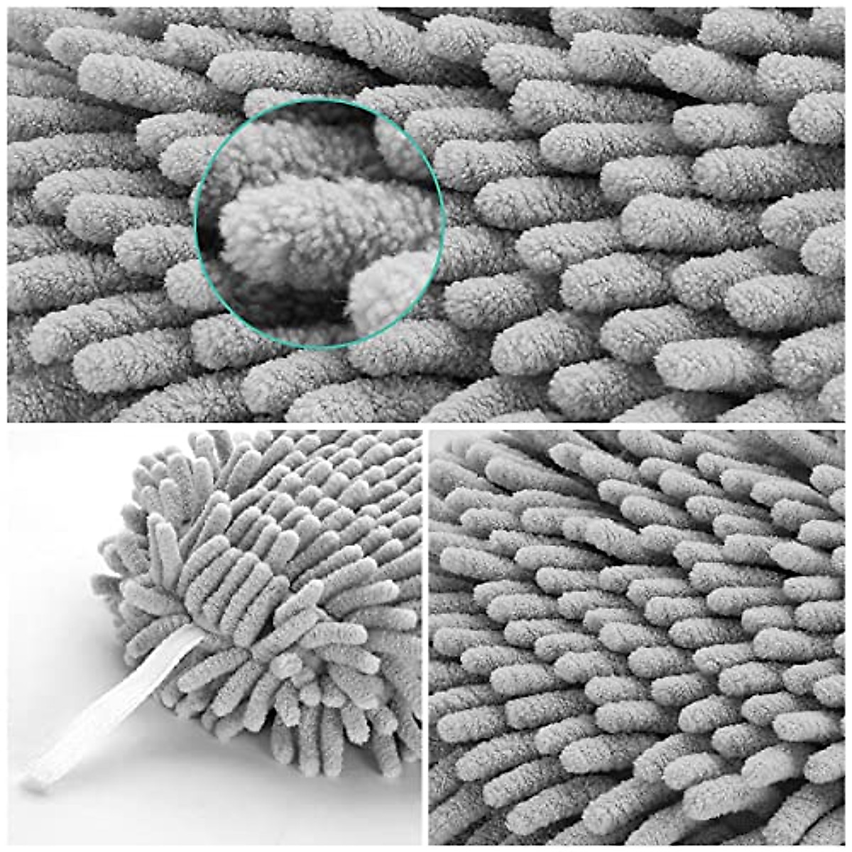 LIUVTILB Fuzzy Ball Towels,2 Pack Hanging Bathroom Hand Towels Super Fluffy Chenille Ball Towels, High Absorbent Hand Towels to Dry Your Hand Instantly (Gray + White)