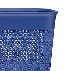 Life Story 16 Quart Lightweight Heavy Duty Woven Trendy Storage Organizer Holder Bin Basket w/Built In Handles for Household Storage, Blue (6 Pack)