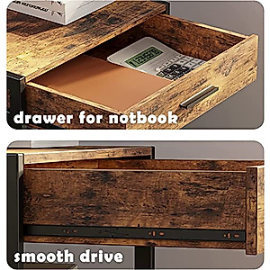 AWPFY Mobile Printer Stand Table, Rolling Cart with Drawer and 3 Tier Storage Shelf, Filing Cabinet for Home Office, Vintage Brown