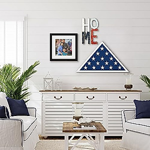 Americanflat Large Flag Display Case for Burial Flag - Fits Folded 5 x 9.5' Flag - Military Flag Case - Silhouette Collection - Flag Box Display Case for Wall or Tabletop - White