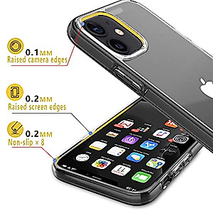 Arae Compatible with iPhone 12 Case and iPhone 12 Pro Case Hard PC + Soft TPU Frame [Shock-Absorbing] Phone Case for iPhone 12/12 Pro 6.1 inch, Crystal Clear