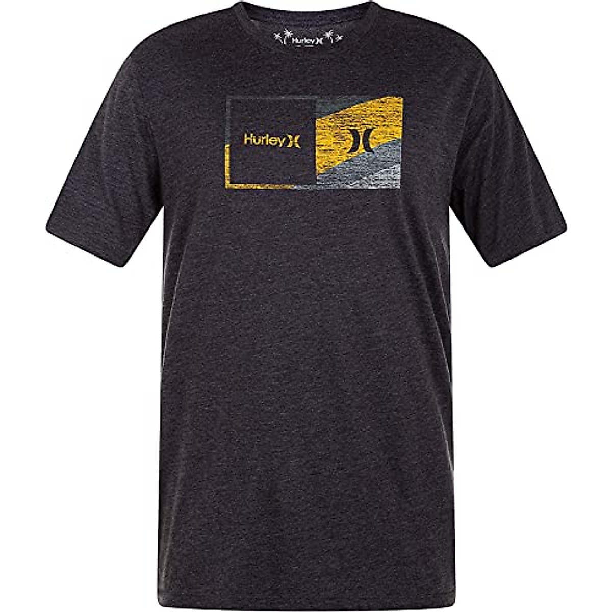 Hurley mens Icon Slash Gradient T-shirt T Shirt, Black Heather/Pollen, Medium US