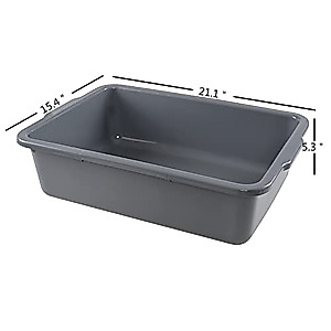 Drephia 4 Pack Commercial Utility Bus Boxes, 23 L Plastic Bus Tubs, Gray