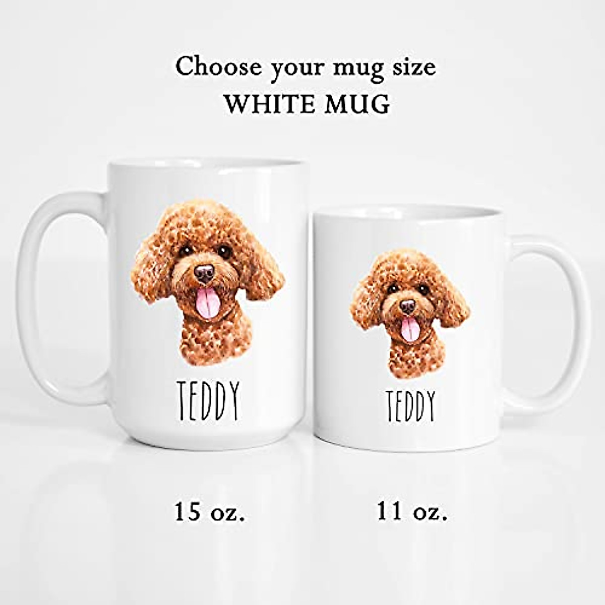 Poodle Customized Name Coffee Mug, Personalized Dog Owner Gifts for Men Women, Customizable Pet Memorial Tea Cup (Poodle)