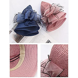 KORADI Women Organza Kentucky Derby Hat Fascinators Bucket Bowler Hat for Tea Party Bridal Wedding Church Dress Hat Wide Brim Sun Cap(Beige)