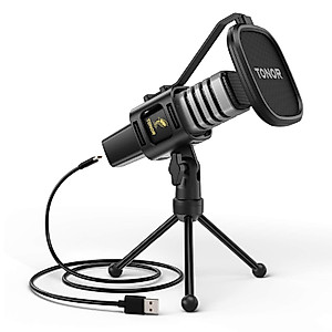 TONOR USB Microphone, Cardioid Condenser Mic with Tripod Stand, Pop Filter, Shock Mount, Compatible with Windows, MacOS, Linux, Ideal for Gaming, Streaming, Podcasting, YouTube, Voice Over, Twitch