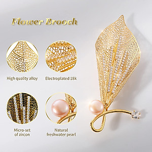 QEEHIR-Mosaic000001 Brooch, Rose Gold Pearl, cubic zirconia