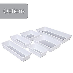 Smart Design Plastic Drawer Organizer - Set of 3-6.75 x 3.75 Inch - Non-Slip Lining and Feet - BPA Free - Utensils, Flatware, Office, Personal Care, or Makeup Storage - Kitchen - White with Gray