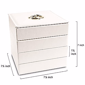 Frebeauty Earring Organizer Tray - Jewelry Accessary Storage Box - 32 Slot Jewelry organizer box 4 Stackable Trays with Lid Storage Display Case for Dresser and Drawer (White)