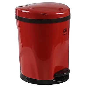 Morcte Plastic Round Step-On Trash Can, 2.8 Gallon Small Wastebasket with Lid, Red